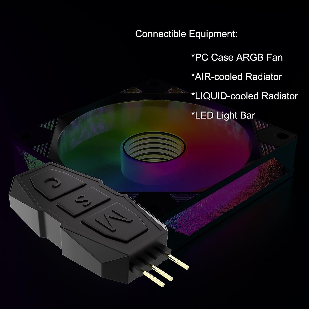 DS Mini ARGB PC Fans Controller Kit with One-to-One Matching Function for Case Fans, PC Rainbow LED Strip, Computer ARGB Fans (3Pin, 14 Key, SATA Power, 5th Gen)