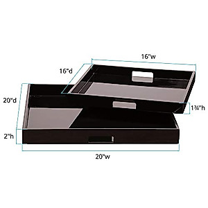 Howard Elliot Black Lacquer Square Wood Tray Set