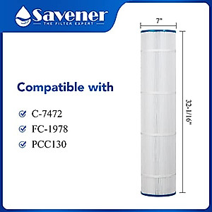 Savener PCC130 Swimming Pool Replacement Filter Cartridge Replaces for Unicel C-7472 Filbur FC-1978 160332 178585 FC-6475 CCP520 R173578 PLFPCC130 Darlly 71252 4 Pack