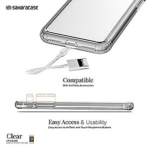SaharaCase-Crystal Series Case Cover with Tempered Glass Kit Shockproof Heavy Duty Military Grade Drop Tested Apple iPhone Xs MAX 6.5" (2018) Clear