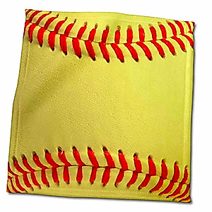 3dRose - InspirationzStore Sports - Softball Close-up Photography Print - Yellow and red Soft Ball for Sporty Sport Fans Team Players - Towels (twl-120271-3)