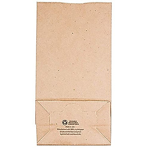 JAM PAPER 100% Recycled Snack/Lunch Bags - Medium (5 x 9 3/4 x 3) - Brown Kraft Grocery Bags - 25/Pack