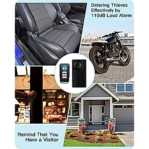 Wsdcam Wireless Vibration Alarm with Remote Control Anti-Theft Alarm Bike/Motorcycle/Vehicle Security Alarm, 110db Loud, Door and Window Alarm