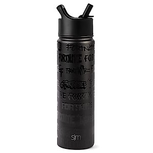 Simple Modern Fortnite Water Bottle with Straw Lid Insulated Stainless Steel Metal Thermos | Gifts for Youth Reusable Leak Proof Flask | Summit Collection | 22oz Fortnite Midnight