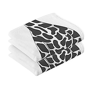 Jucciaco Black and White Giraffe Cotton Towels for Bathroom, Soft Absorbent Hand Towel Set of 2 for Gym Yoga Kitchen Decorative, 16x28 inch