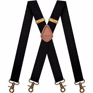 AYOSUSH Suspenders for Men Swivel Snap Hooks Black Elastic Formal Heavy Duty Braces Big And Tall
