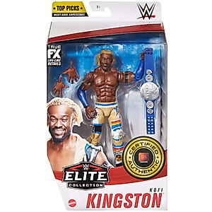 WWE Top Picks Elite Kofi Kingston Action Figure with Universal Championship6 in Posable Collectible Gift for WWE Fans Ages 8 Years Old and Up