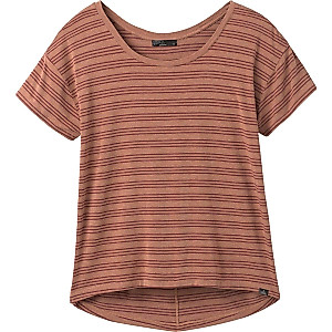prAna Women's Foundation Slouch Top, Vino Heather Stripe, Small