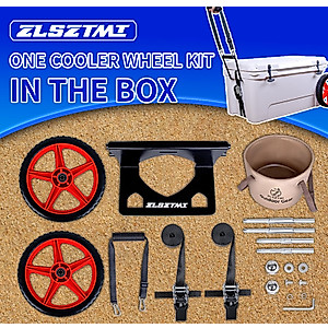 ZLSZTMI Upgraded Cooler Wheel Kit for Yeti/RTIC/Igloo Coolers Wheel Spacing up to19.8 Inches -12 in Wheels Height Adjustable Cart Base for Ice Chest for Heavy Duty Coolers Camping Traveling Red&Black