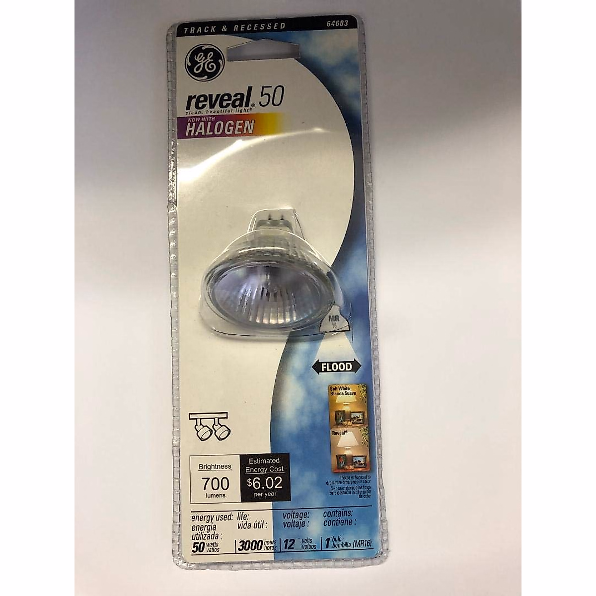 GE 24 Pieces 64683 Q50MR16FCCGRVLTP Reveal 50W EXN with Cover Glass MR16 Halogen Bulb 700 Lumens 3000 Hours