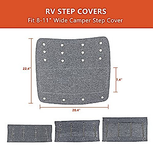 Brrxiur RV Step Covers 22" Wide Camper Step Covers for Radius Steps 3 Pack RV Step Rug with Snap Fasteners