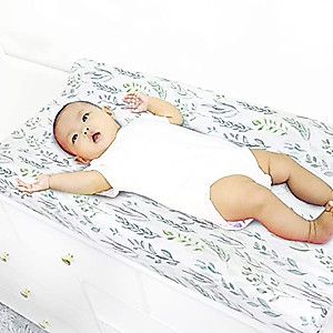 Diaper Changing Pad Cover, Soft Breathable Fabric Baby Stretchy Changing Table Pad Cover, Jersey Knit Changing Table Sheets for Boys and Girls, Green Leaf