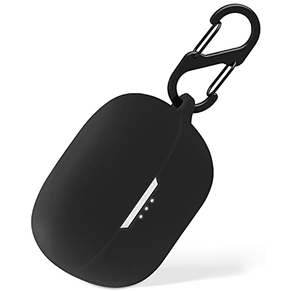 Geiomoo Silicone Case Compatible with JBL Tune 115TWS, Protective Cover with Carabiner (Black)