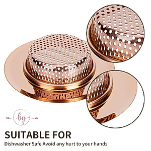 BLAGAIN 2PCS Kitchen Sink Strainer, Stainless Steel Sink Drain Strainer, Food Catcher for Most Sink Drains Basket, 4.5 Inch Diameter, Rose Gold