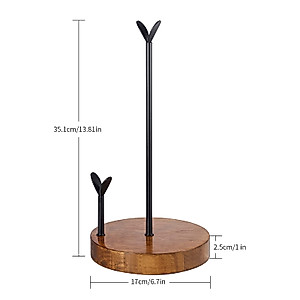 TJ.MOREE Farmhouse Paper Towel Holder Countertop, Wood Paper Towel Holder Stand, Easy One-Handed Tear Rustic Paper Towel Holder for Kitchen Dining Table Home Decor