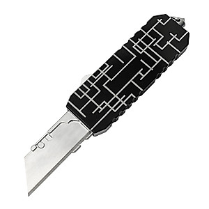 TGZUO Aluminium Alloy Pocket Knife with Clip Small EDC Telescopic Retractable Box Cutter Flipper Precision Craft Knife Utility For Office Home Arts 10pcs Carbon Steel Blades