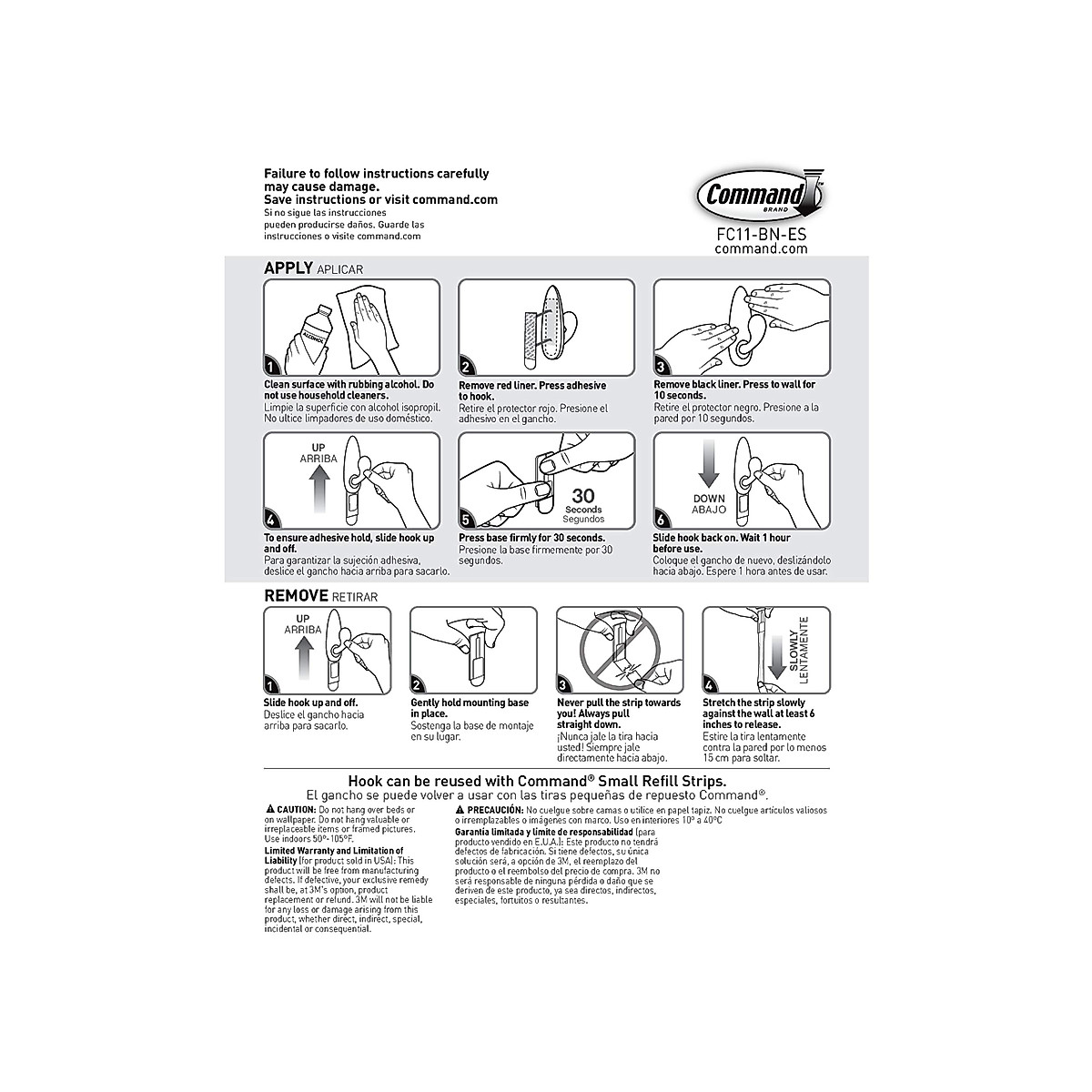Command FC11-BN, 1 lb Capacity, Brushed Nickel Metal Hook, Small