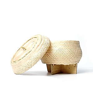 Thai kra-tip sticky rice heart shape (small) bamboo basket handmade steamers cookware - 5 inch for home decoration, restaurant or collectible item