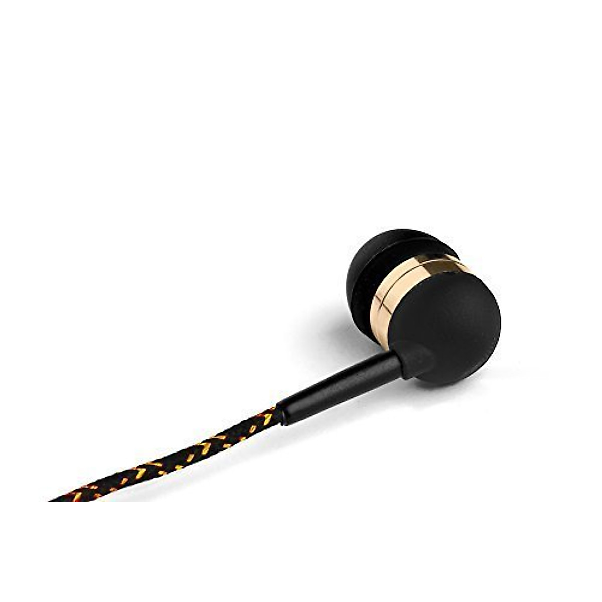 Tweedz Black & Gold Earbuds with Microphone and Controls - Durable, Tangle-Free, Travel Headphones with Long, Braided Fabric Wrapped Cords and Noise Isolating Ear Buds