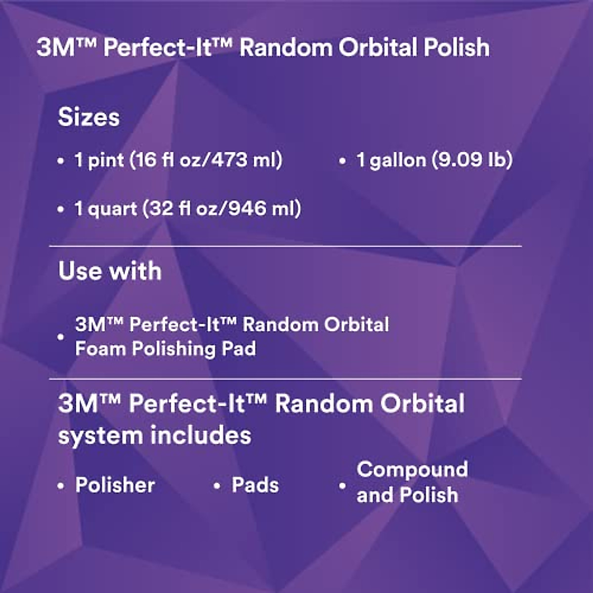 3M Perfect-It Random Orbital Polish, 34133, 1 Pint, Fast Cutting Polisher for Automotive Buffing & Polishing, High-Gloss Finish