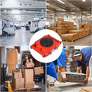 Garvee Industrial Machinery Dolly, 6 Ton / 13200 lbs Machinery Skate, Heavy Duty Carbon Steel Machinery Moving Skate with 360° Rotation Anti-Skid Cover and 4 PU Wheels, for Workshops, Warehouses,Red