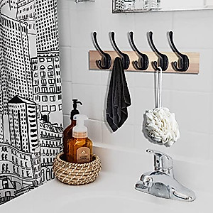 10 Pack Black Wall Hooks for Hanging, Metal Coat Hooks Wall Mounted Cubicle Accessories, Retro Double Hooks Heavy Duty Door Hanger for Towel, Hat, Key, Closet, Bag