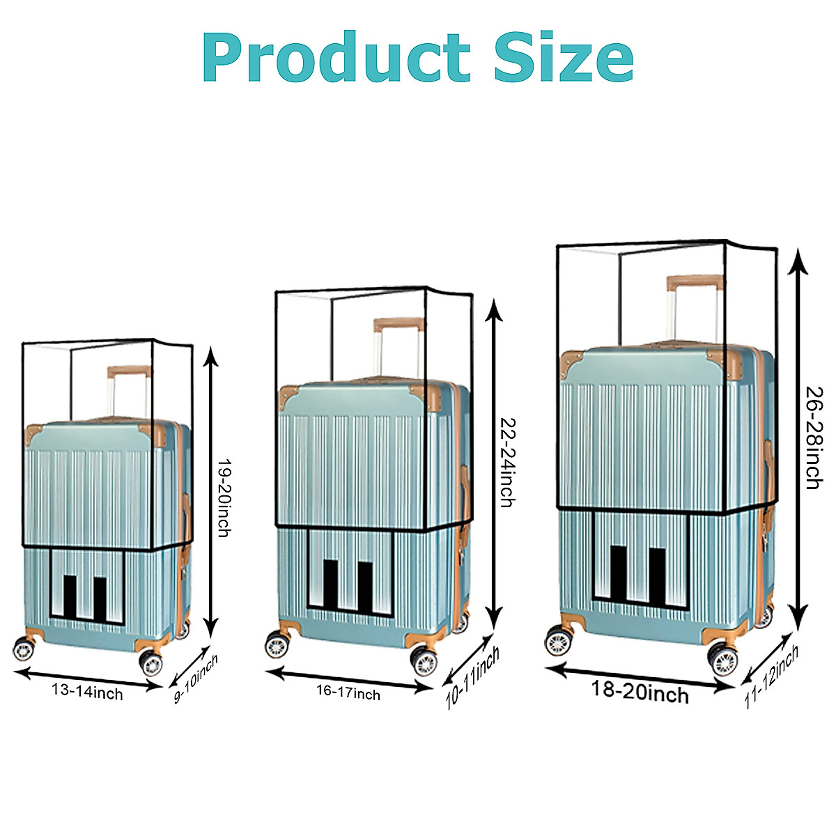 Troyesko 3 Pieces Clear Luggage Cover Protector PVC Luggage Protector Suitcase Cover,Thicken Anti-scratch Waterproof Transparent Suitcase Cover for Travel Fits Most 20" to 28" Luggage