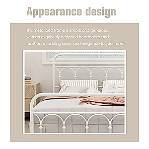 Zoophyter Metal Platform Bed Frame Queen Size with Headboard Footboard No Box Spring Needed Easy Assembly White