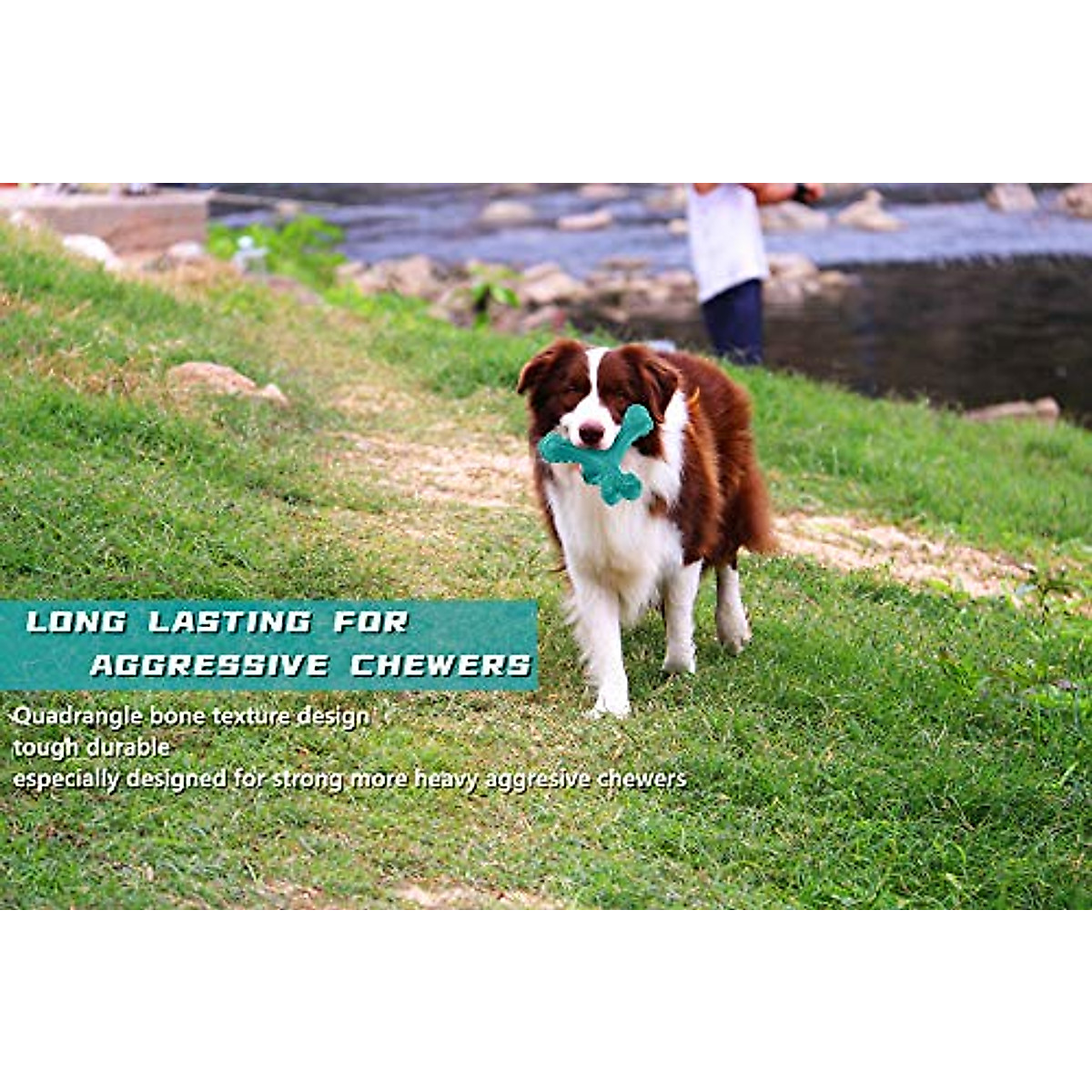 CVALIN Dog Chew Toys for Aggressive Chewers Large Breed,Indestructible Bones Toy，Durable Cleaning Toothbrush Natural Rubber Dog Toys