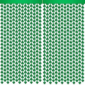 2 Pack 3.2ft x 6.6ft St Patrick's Day Metallic Foil Fringe Curtain, Shamrock Clover Shape Tinsel Curtains Streamers Photo Props Backdrop for Saint Patrick's Day Irish Party Decorations