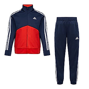 adidas Boys' 2-Piece Color Block Tricot Track Set, Collegiate Navy, 5