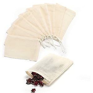 Volanic 50PCS 3X4 Inch Muslin Bags Reusable Cotton Sachet Bag with Drawstring for Home Storage