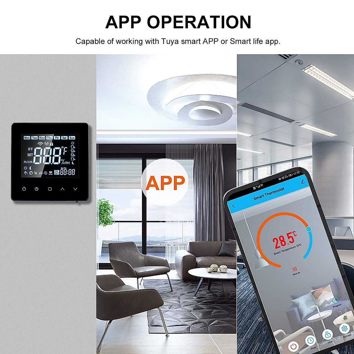 Smart Thermostat, Alexa Thermostats for home, LCD Touch-screen Programmable Thermostat with Water Heating, 3A Digital Temperature Controller for Home School Office Hotel