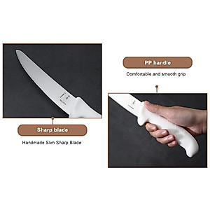 YAOHUA Boning Knife with Sheath Butchering Multipurp Mincing Meat Trimming Knives,7“Hard blade, white