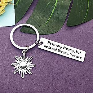 Vadaka Encouragement Gift Jewelry Inspirational Keychain for Women Men Best Friend Gift Friendship Jewelry He is Very Dreamy But He is Not The Sun You are Keyring Birthday Christmas Graduation Gifts
