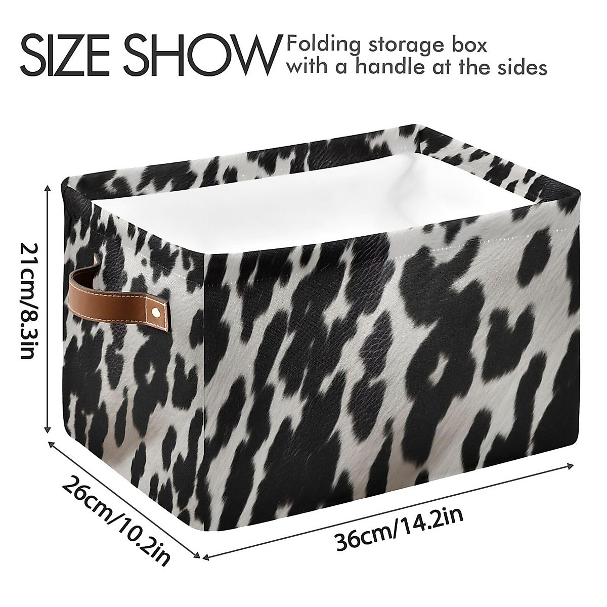 WELLDAY 1PCS Storage Basket Fuzzy Cow Texture Large Foldable Storage Bin Cube Collapsible Organizer