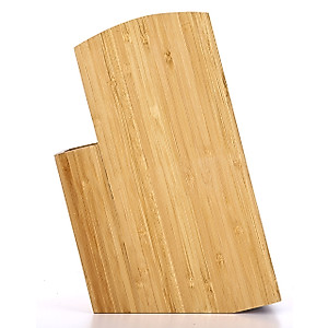 Bamboo Universal Knife Block - Extra Large Two-tiered Slotless Wooden Knife Stand, Organizer & Holder - Convenient Safe Storage for Large & Small Knives & Utensils - Easy to Clean Removable Bristles