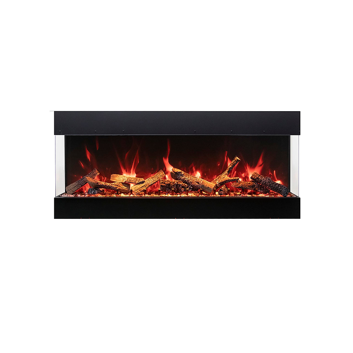Amantii TRV-75-BESPOKE Tru View Bespoke - 75" Indoor/Outdoor 3 Sided Electric Fireplace, WiFi, Bluetooth, Speaker, and a Selection of Media Options