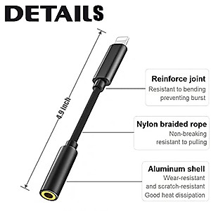sunshot iOS to 3.5mm Headphone Jack Adapter, Aux Audio Adapter for iPhone Dongle Cable Compatible with iPhone 13 12 11 Xs MAX XR X 8 7 iPad iPod