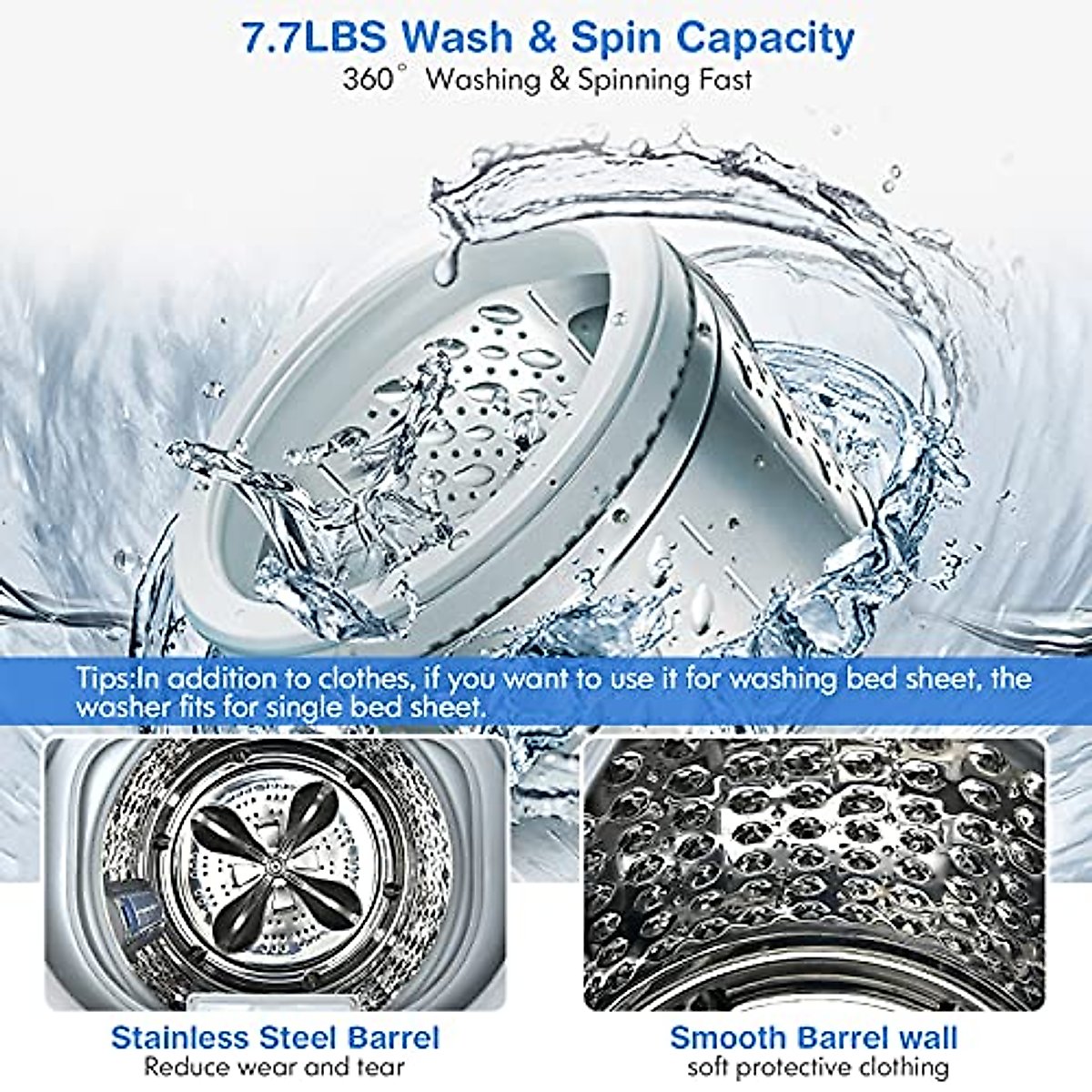 Giantex Portable Washing Machine, Washer and Spinner Combo with Water Heating, 8 Programs 3 Water Levels and Built-In Drain Pump, 2 In 1 Compact Laundry Washer Full Automatic for Apartment Dorm RV