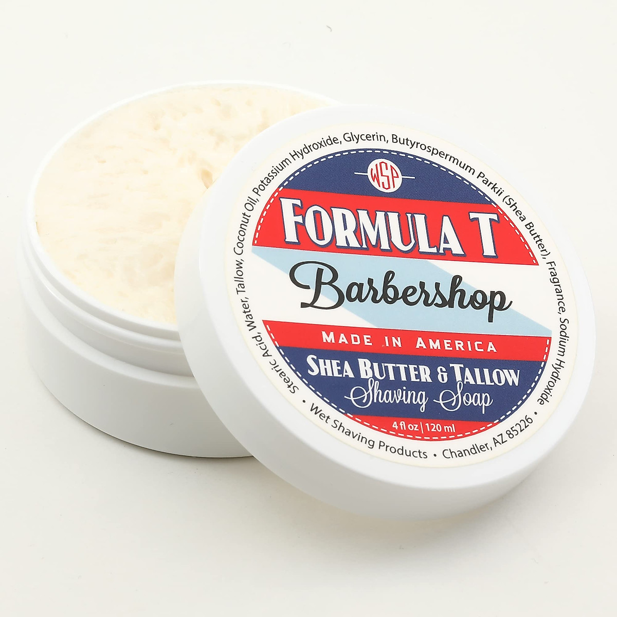 Shaving Soap WSP Formula T (Barbershop) 4 Oz Made with Shea Butter & Tallow