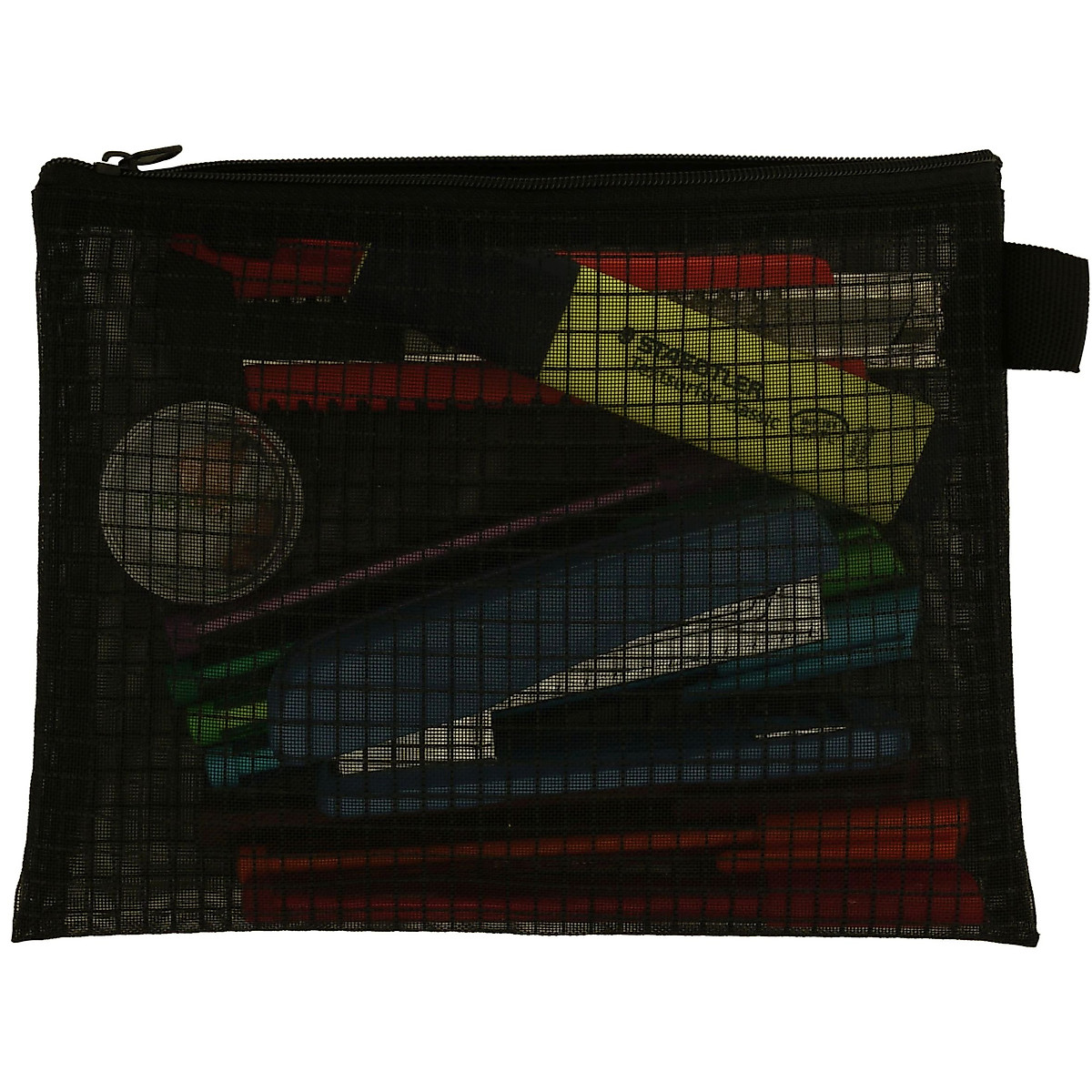 Mesh Bag With Zipper, Set Of 5, Organize Supplies, Cosmetics, Travel Accessories (6x8, Black)