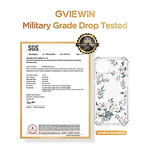 GVIEWIN Compatible with iPhone 14 Case with Screen Protector + Camera Lens Protector, Soft Shockproof Clear Floral Phone Protective Cover for Women, Flower Pattern Design 6.1" (Magnolia/White)