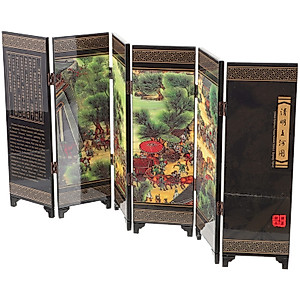 LIFKOME Decorative Screen Ornaments Ornamental Screen Model Chinese Wall Divider Folding Screen Ornament Screen Room Dividers Fold down Shelf Chinese Panel Screen Wooden China Desk