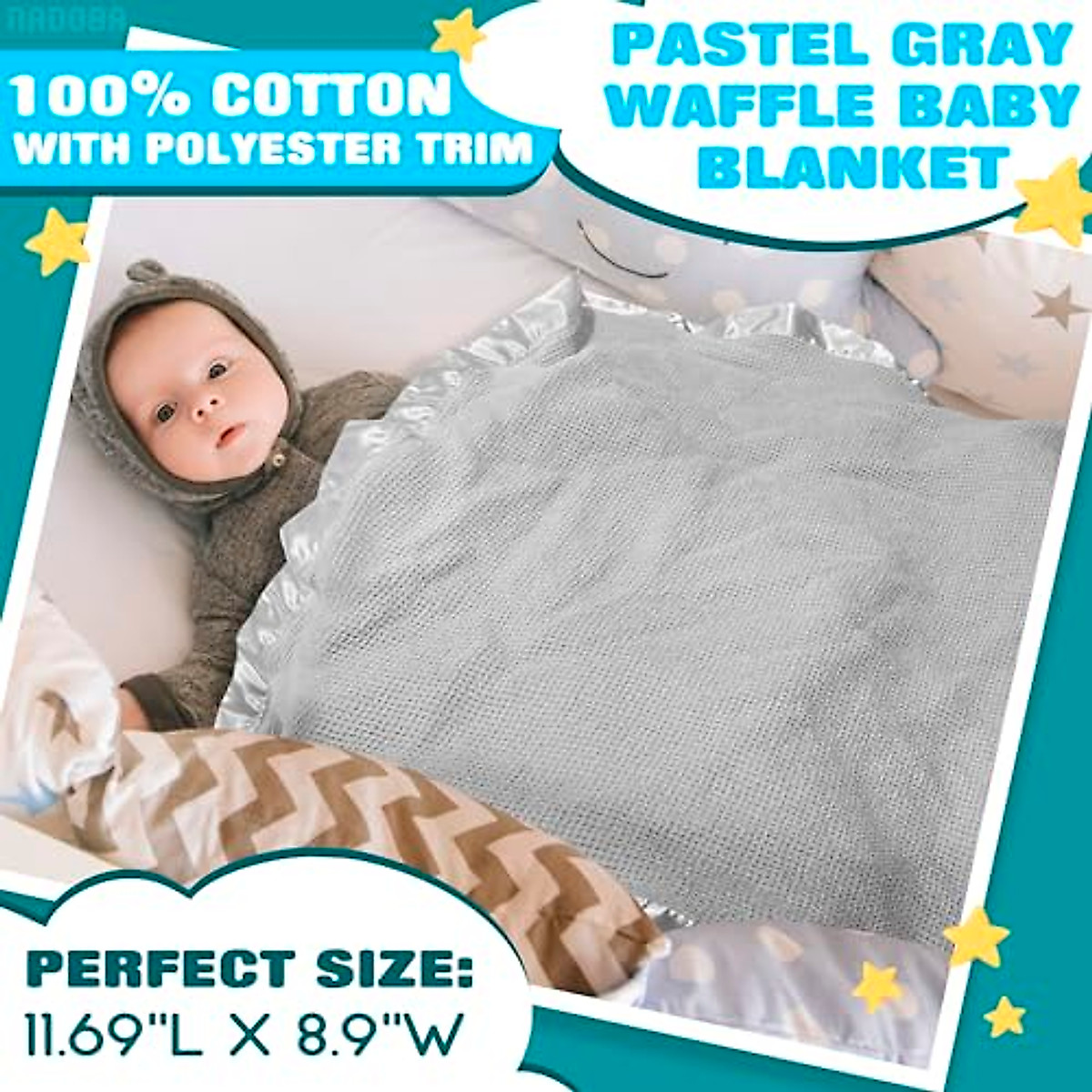 Thermal Baby Blanket for Girls and Boys - Waffle Weave Blanket Satin Baby Blanket - Throw Blanket for Baby Receiving Blankets - Soft Waffle Blanket