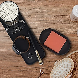 Bathroom Accessory Set - 10 Piece Black Bathroom Accessories Set with Trash Can, Toothbrush Holder and Cup, Soap Dispenser, Soap Dish, Toilet Brush Holder, Vanity Tray, Qtip Holder, Tissue Box Cover