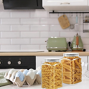 Lainrrew Plastic Storage Jars,6 Pack 47.5 OZ Large Capacity Containers Food Storage Containers Square Plastic Jars with Lids for Kitchen, Crafts, Stackable Food-Safe Storage, BPA-Free