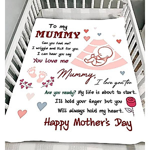 Personalized to My Mommy Happy 1st Mothers Day, Baby's Sonogram Picture Blanket - Mommy, I Love You Too are You Ready Blanket - Gifts for New 1st Mom, Mommy Mother's Day to Be from The Bump