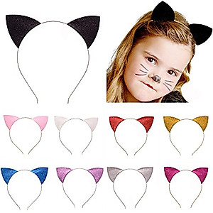 Merroyal Glitter Cat Ears Headband Halloween Fancy Dress Cat Woman Hairband Cosplay (Black)