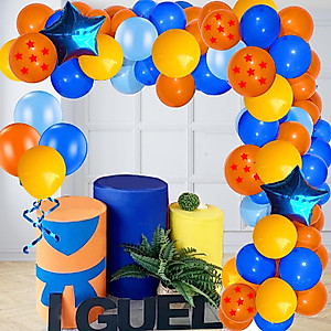 Dragon Balloons Dragon Z Party Supplies - 139 Pcs 7 Stars Balls Birthday Balloon Garland Arch Kit, Dragon Z Ball Latex Balloon Arch For Video Game Cartoon Ball Birthday Party Decorations (blue)